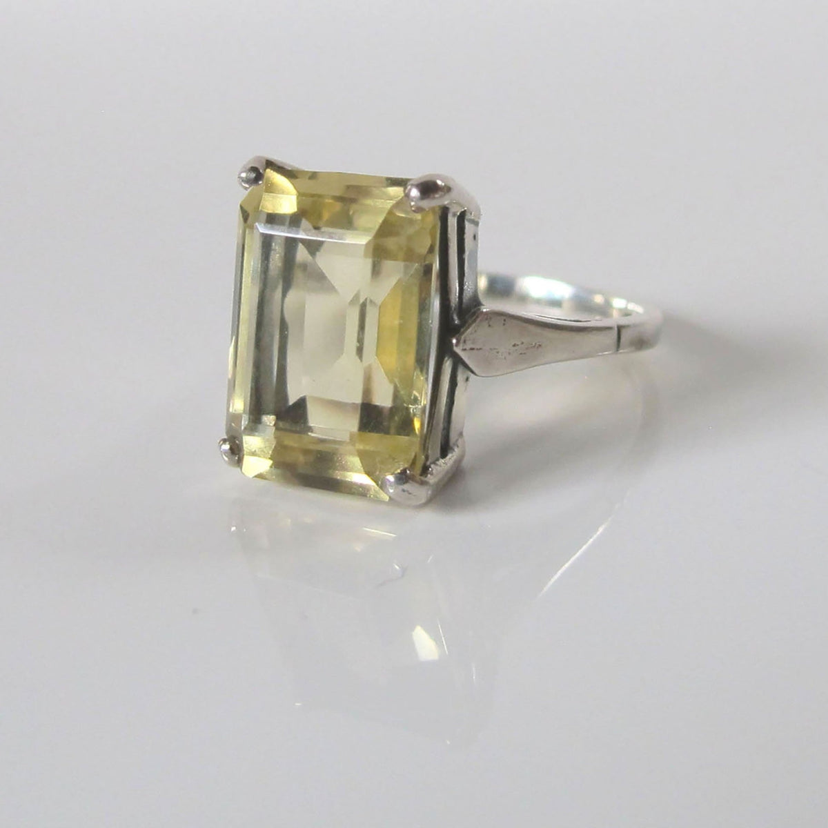 Lemon Quartz Art Deco Style Silver Cocktail Ring Circa 1960s - Karina ...